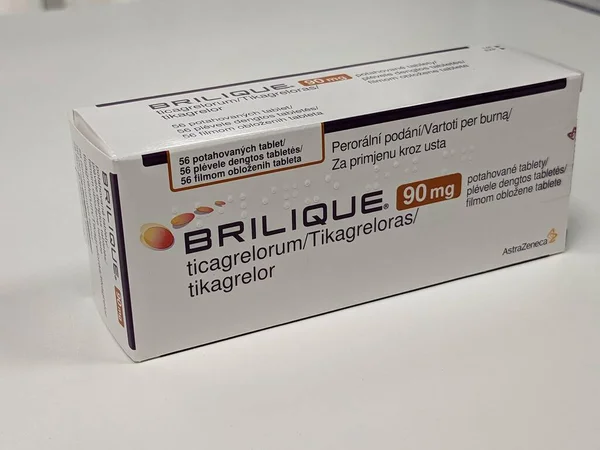 Praga, República Checa Mayo 23 2023: Farmacia-Brilique-Ticagrelor ...