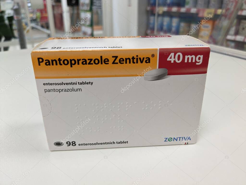Praga, República Checa Mayo 23 2023: Pharmacy-Pantoprazole Zentiva es ...