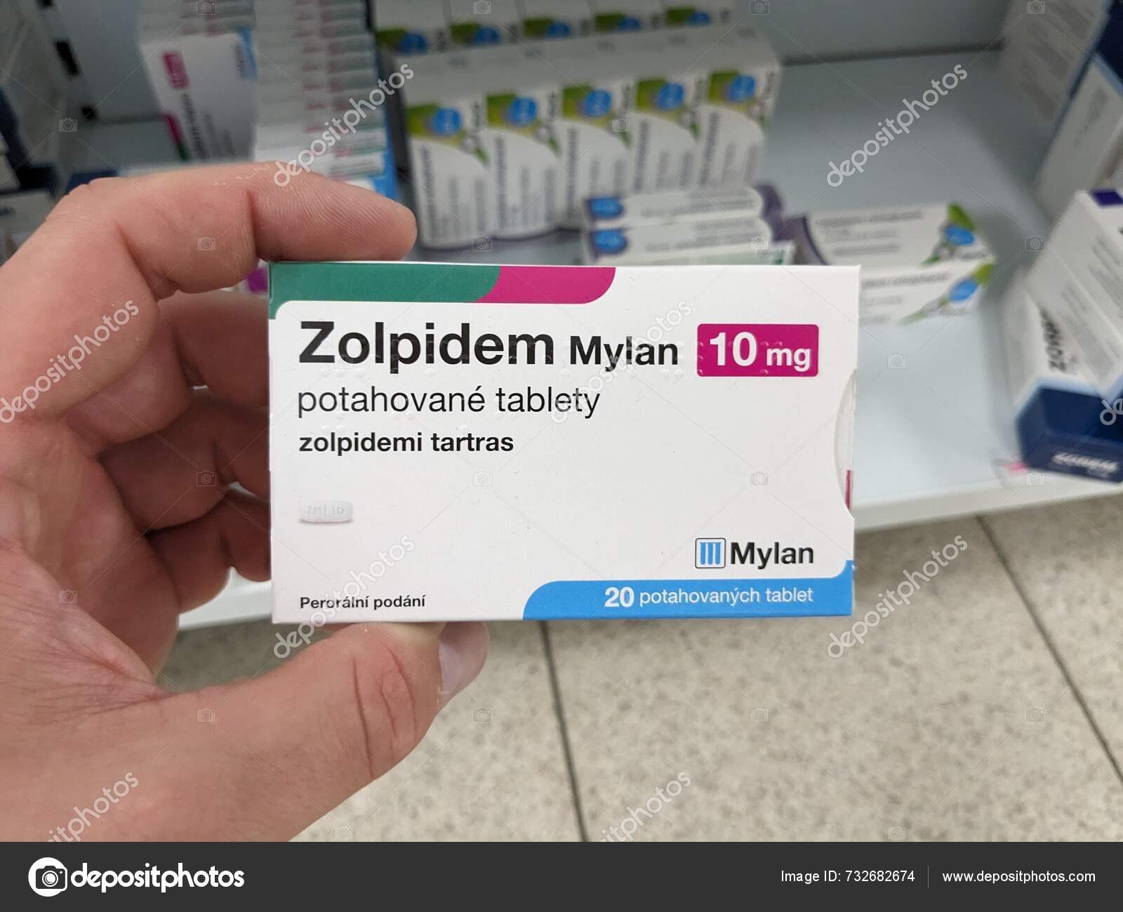Prague Czech Republic July 2024 Zolpidem Mylan Box Tablets Zolpidem ...