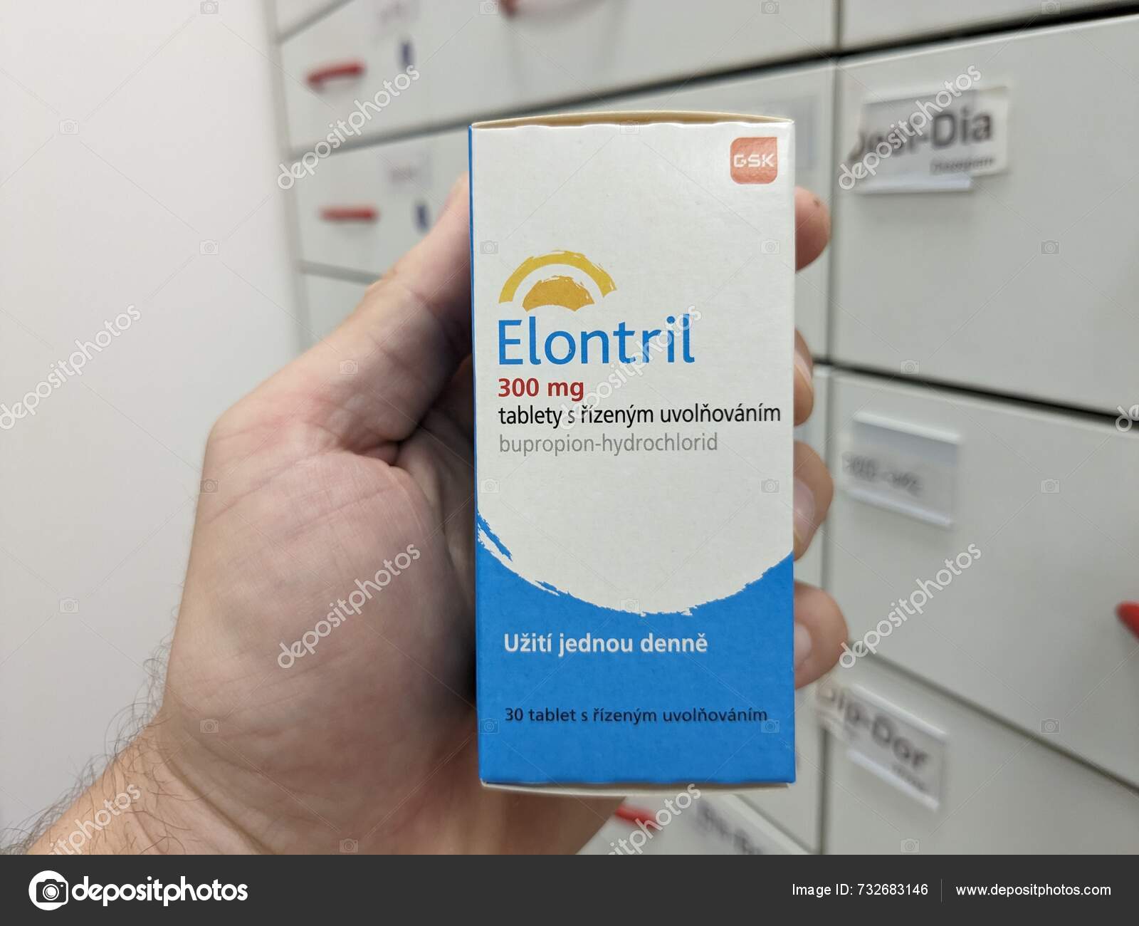 Prague Czech Republic July 2024 Elontril Box Tablets Bupropion Active ...