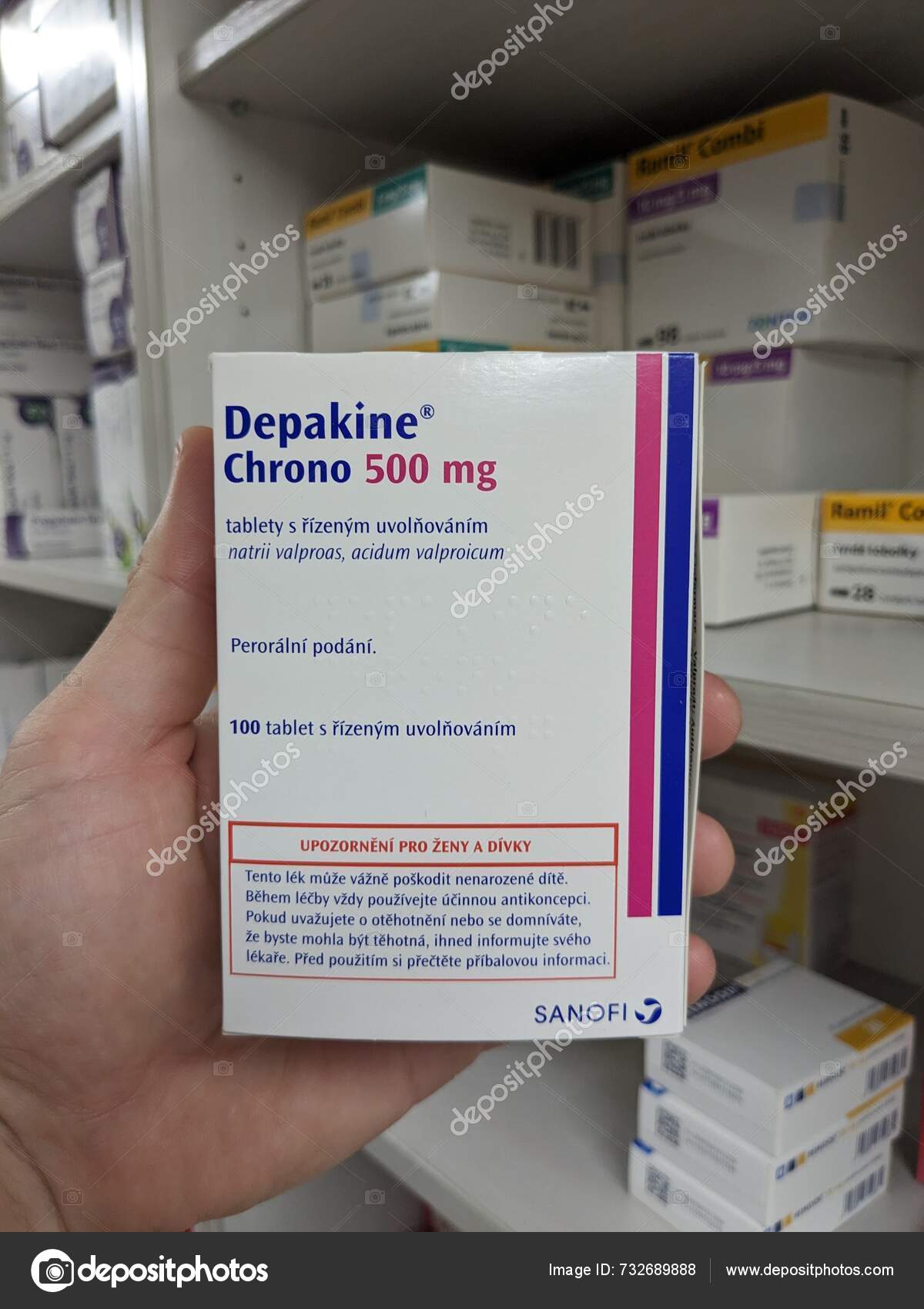Prague Czech Republic July 2024 Depakine Chrono Box Tablets Valproate ...