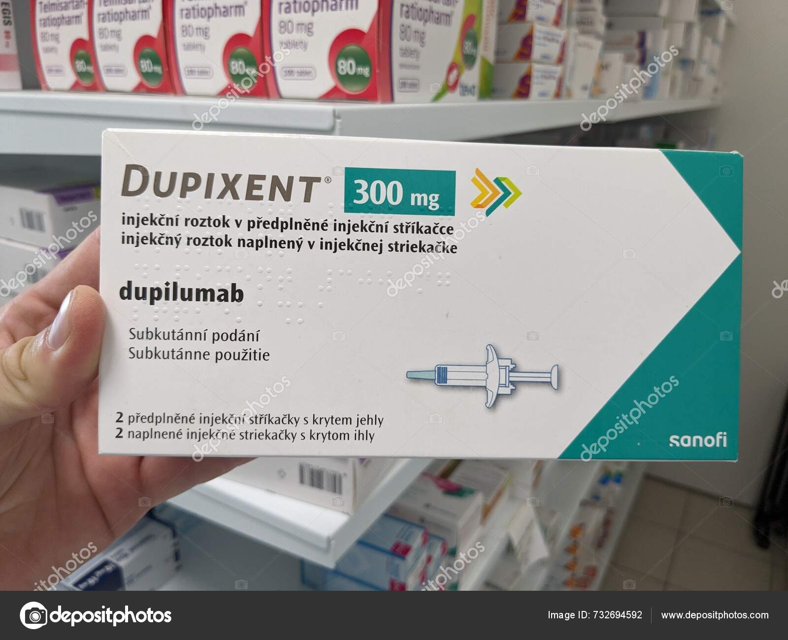 Praga República Checa Junio 2024 Dupixent Caja Medicamentos Con ...