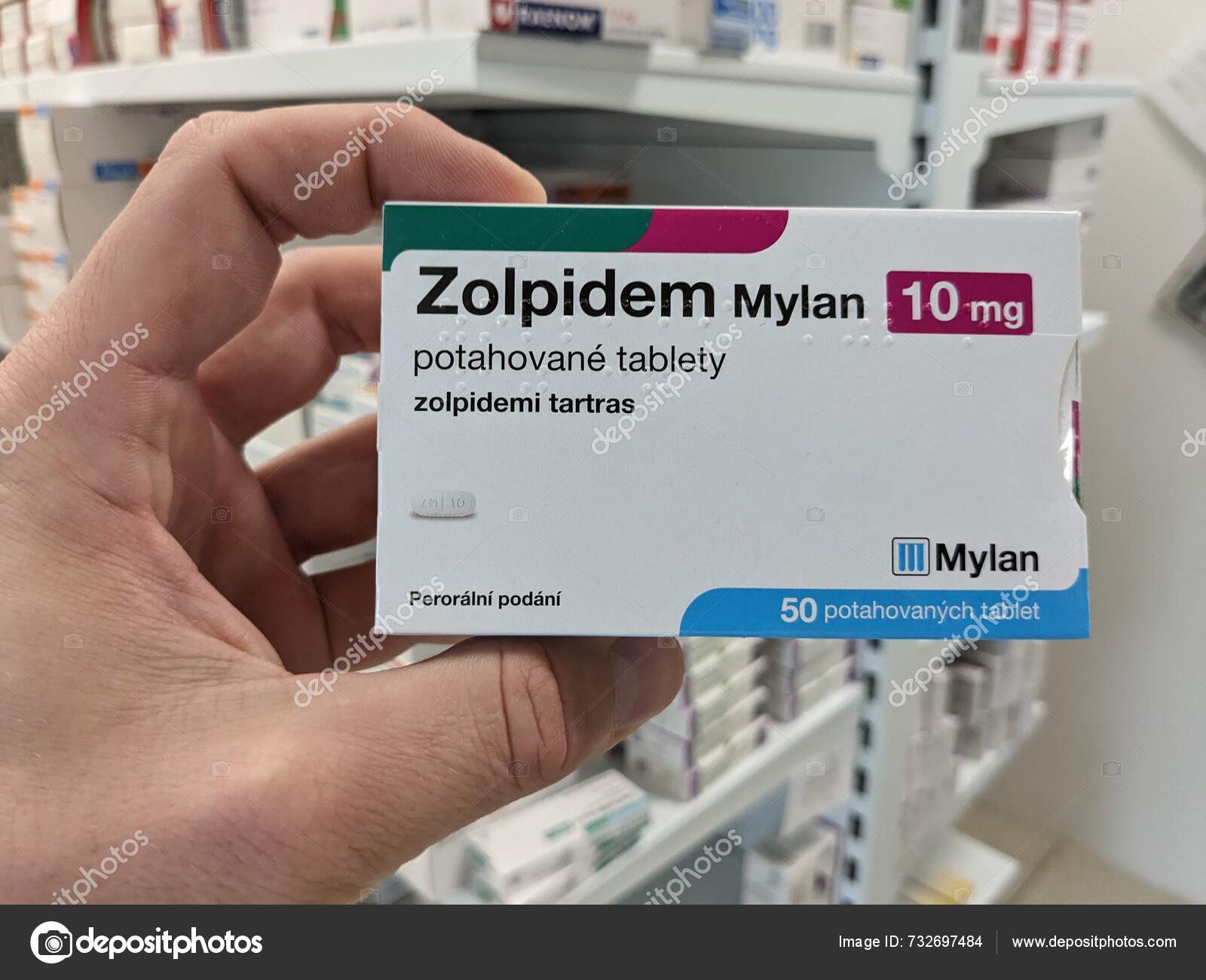 Prague Czech Republic July 2024 Zolpidem Mylan Box Medication Zolpidem ...