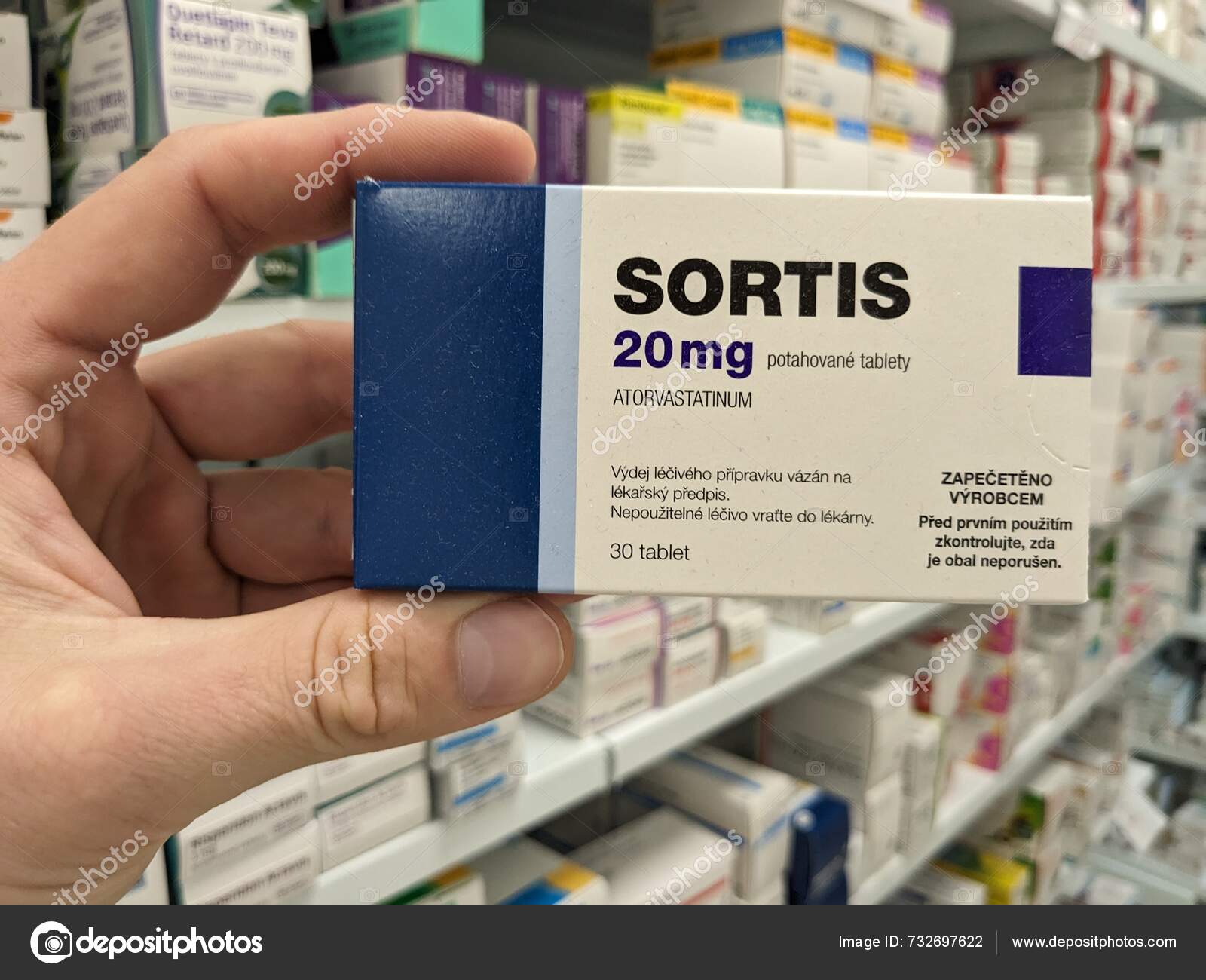 Prague Czech Republic July 2024 Sortis Box Medication Atorvastatin ...
