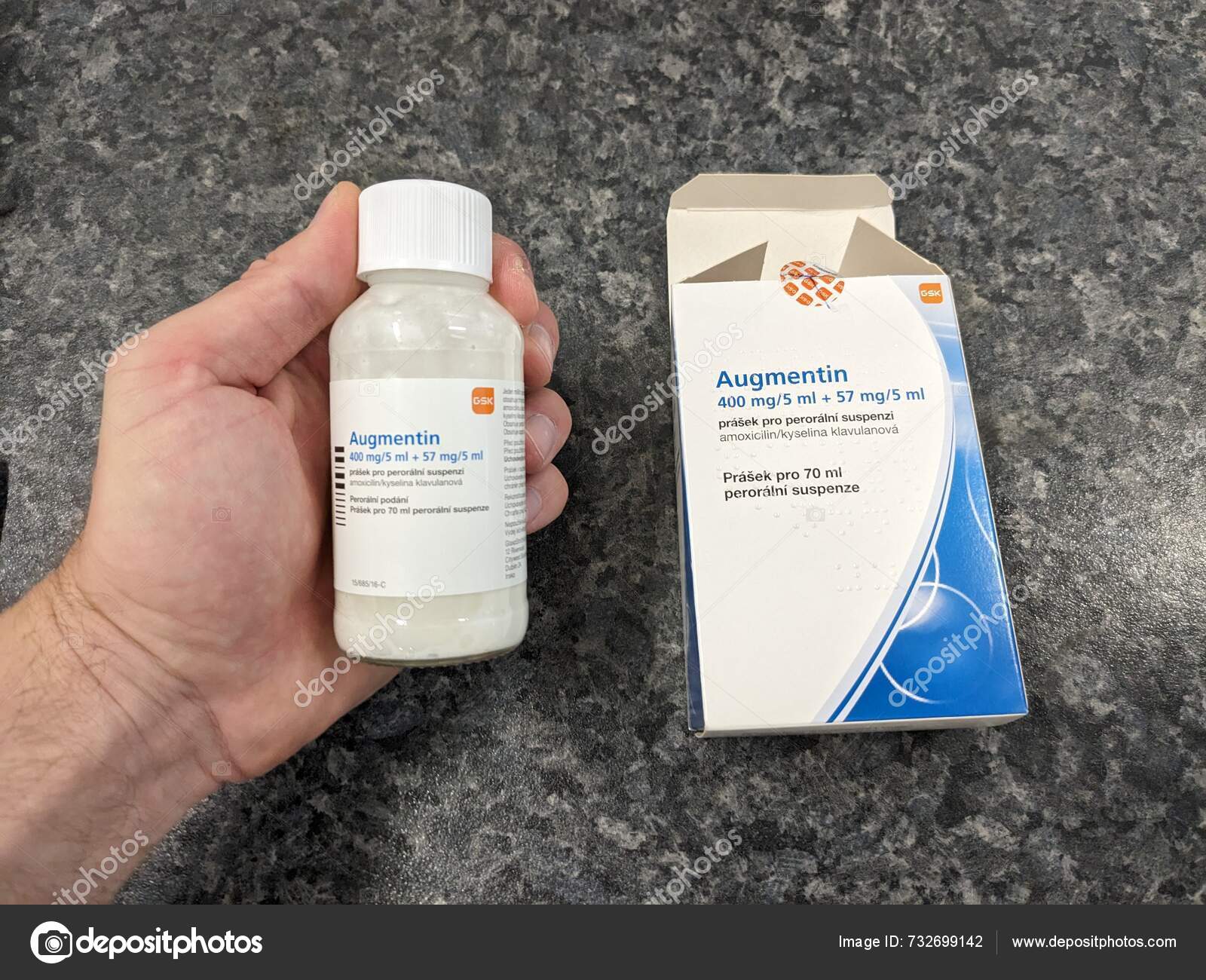 Prague Czech Republic July 2024 Augmentin Box Medication Amoxicillin ...