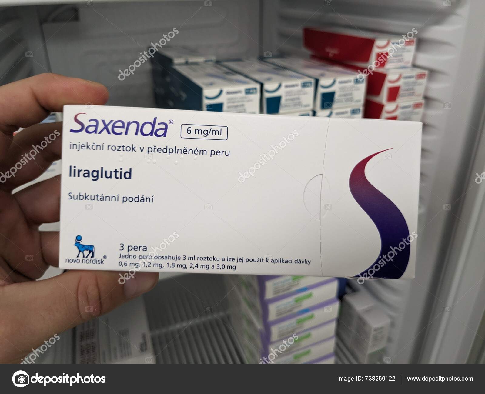プラハ チェコ共和国 6月172024 体重管理 糖尿病の治療に使用されるノヴォ ノルディスクによるリラグルチド活性物質を用いた薬の箱 ...