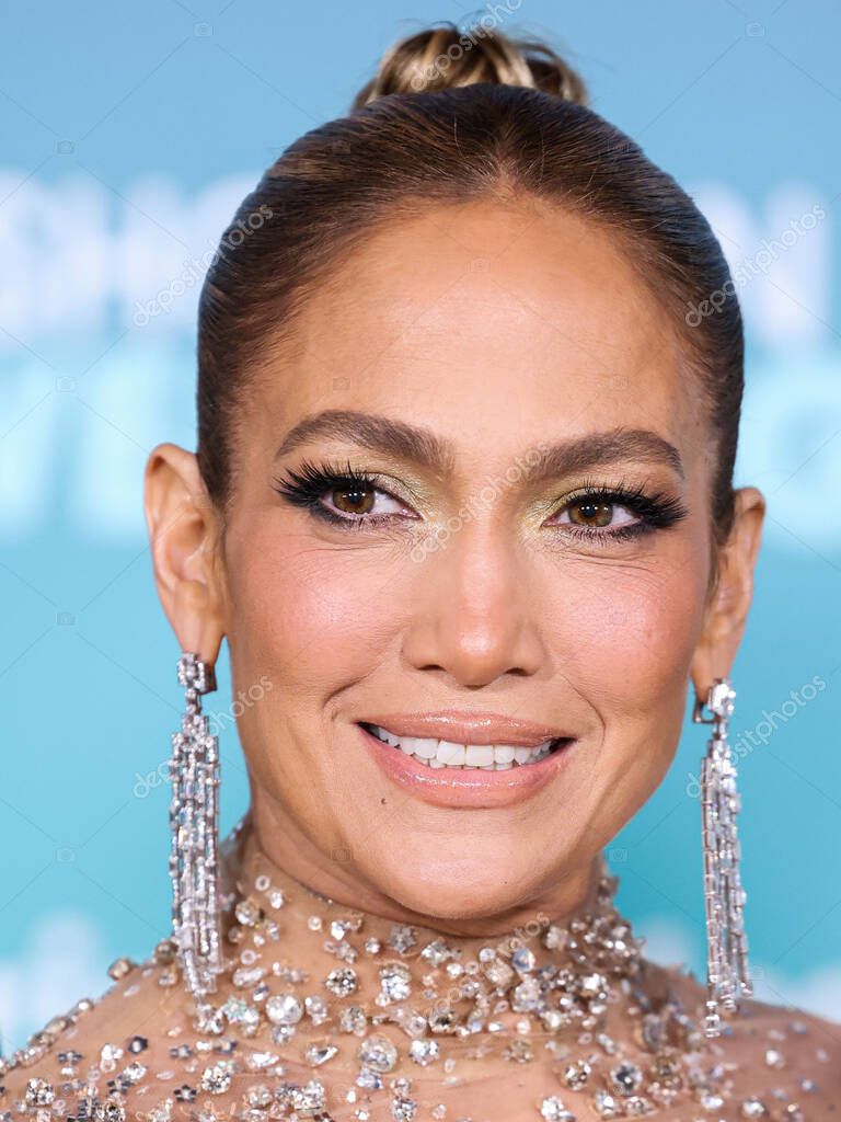 Jennifer Lopez (J.Lo) wearing a Valentino sheer dress arrives at the ...