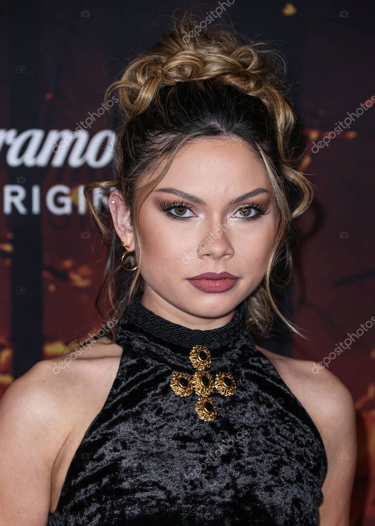 American actress Bella Shepard wearing Joy Cioci arrives at the Los ...