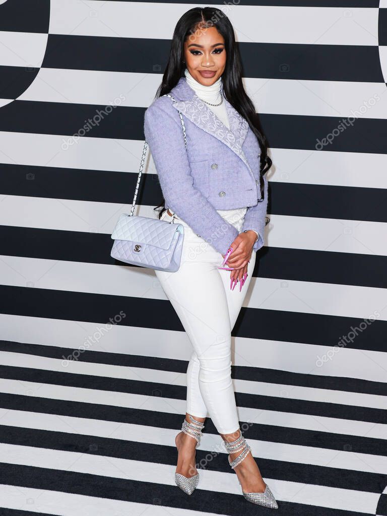 American rapper Saweetie arrives at the Warner Music Group Pre-Grammy ...
