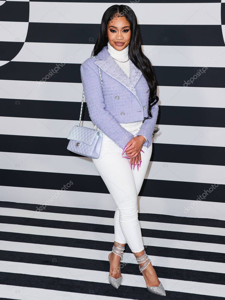 American rapper Saweetie arrives at the Warner Music Group Pre-Grammy ...
