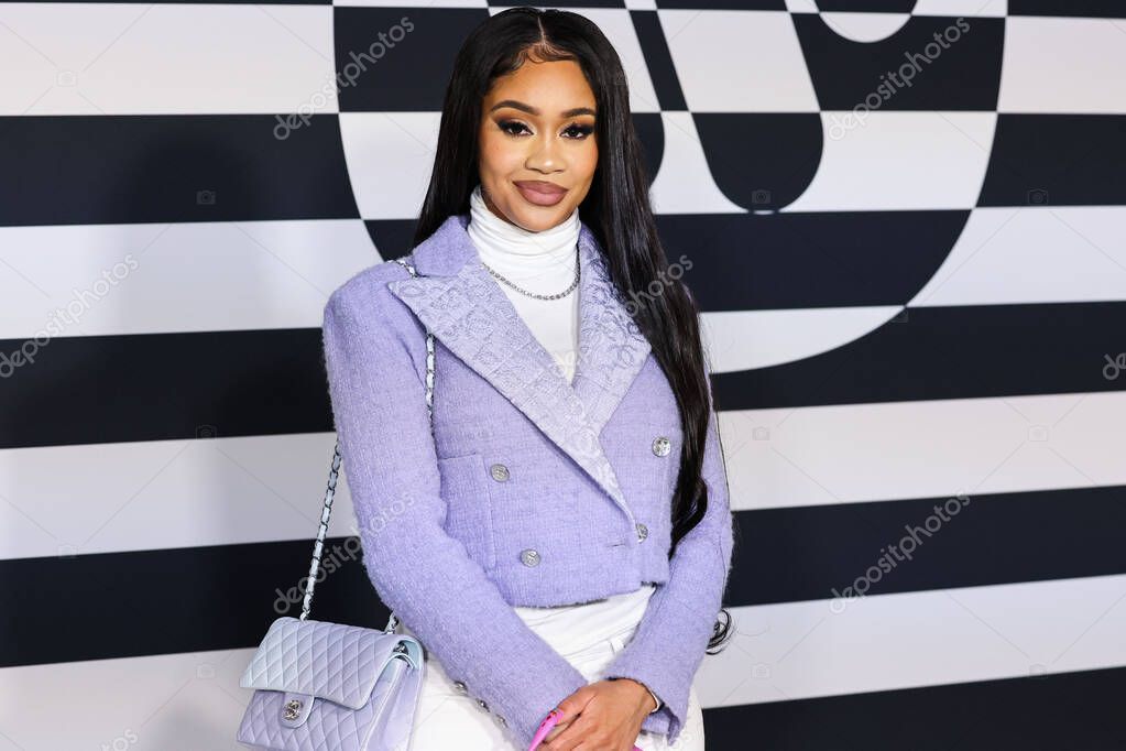 American rapper Saweetie arrives at the Warner Music Group Pre-Grammy ...