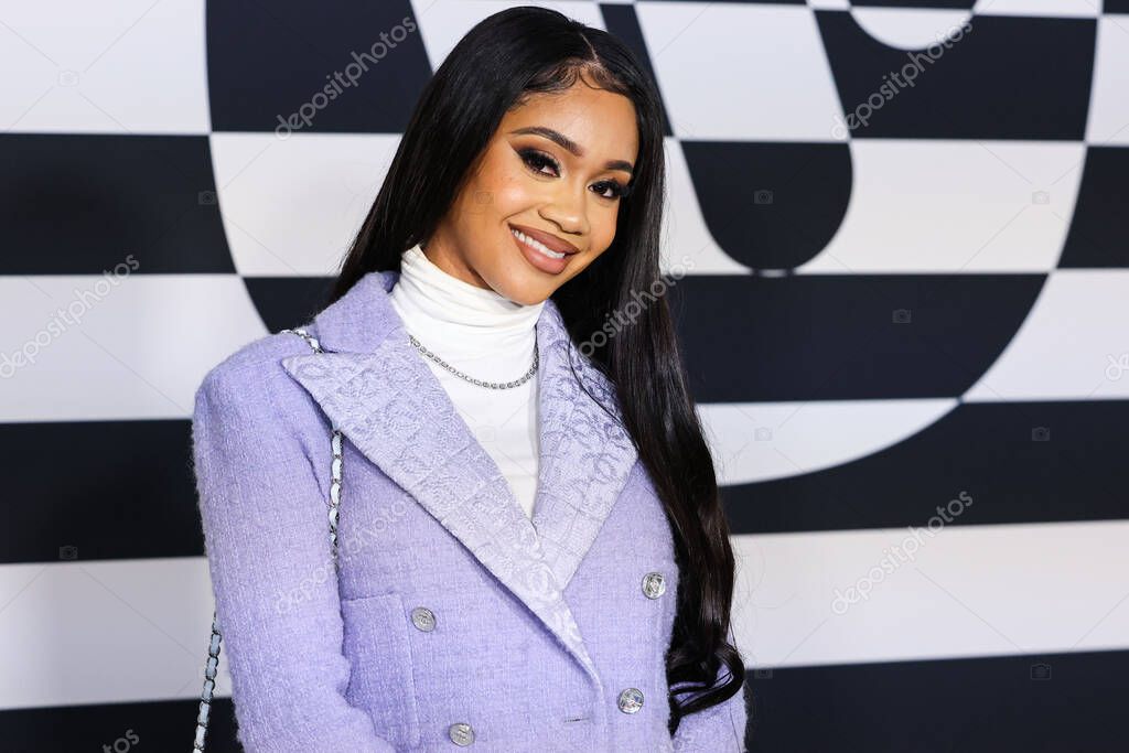 American rapper Saweetie arrives at the Warner Music Group Pre-Grammy ...