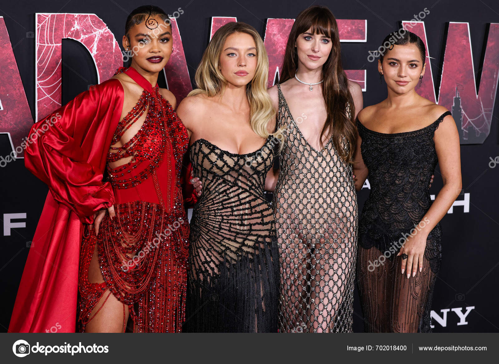 Celeste O'connor Sydney Sweeney Dakota Johnson Isabela Moner Merced Arrive — Stock Editorial ...