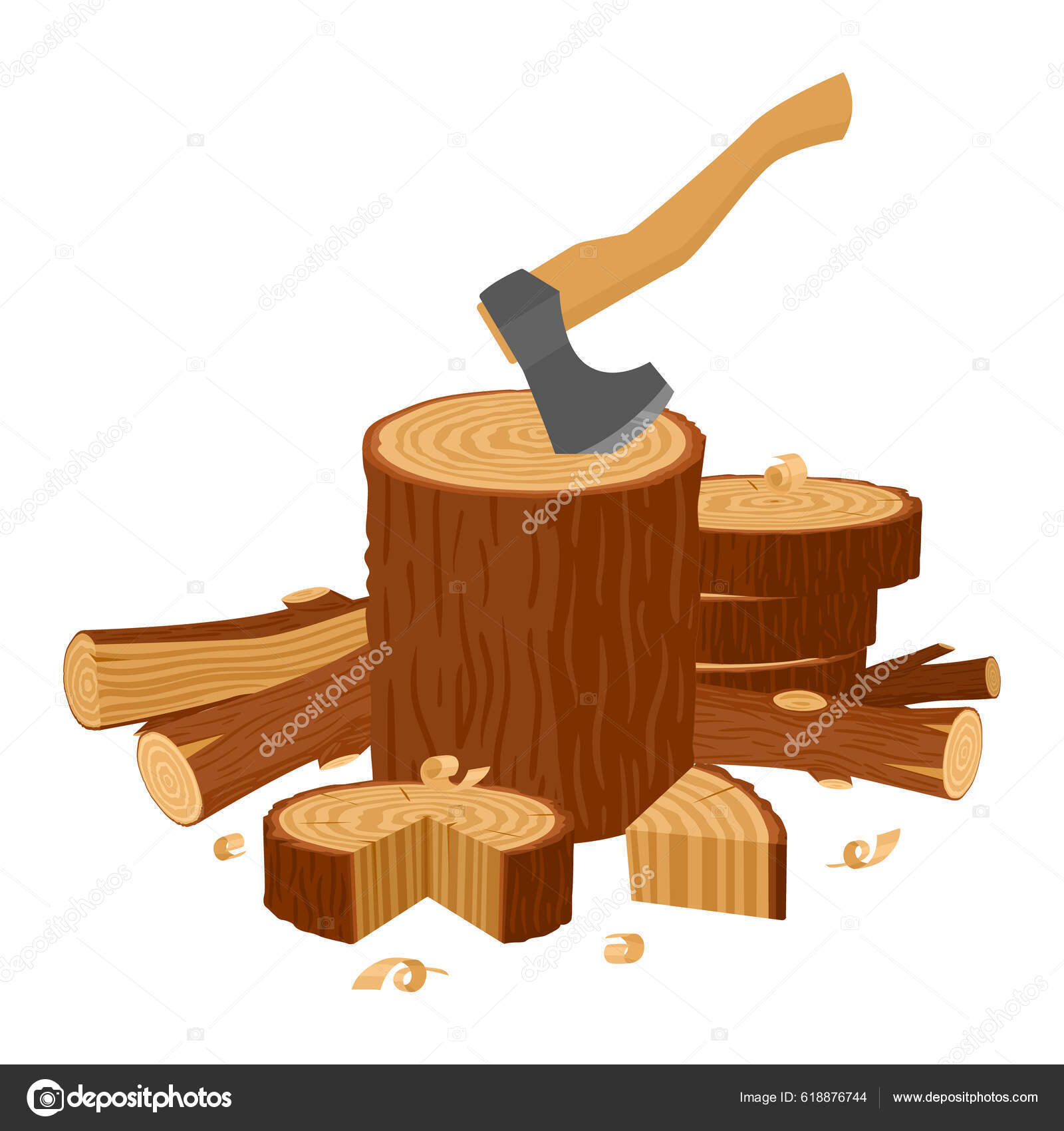 Troncos Madera Trozos Madera Troncos Árbol Dibujos Animados Leña Troncos Vector De Stock