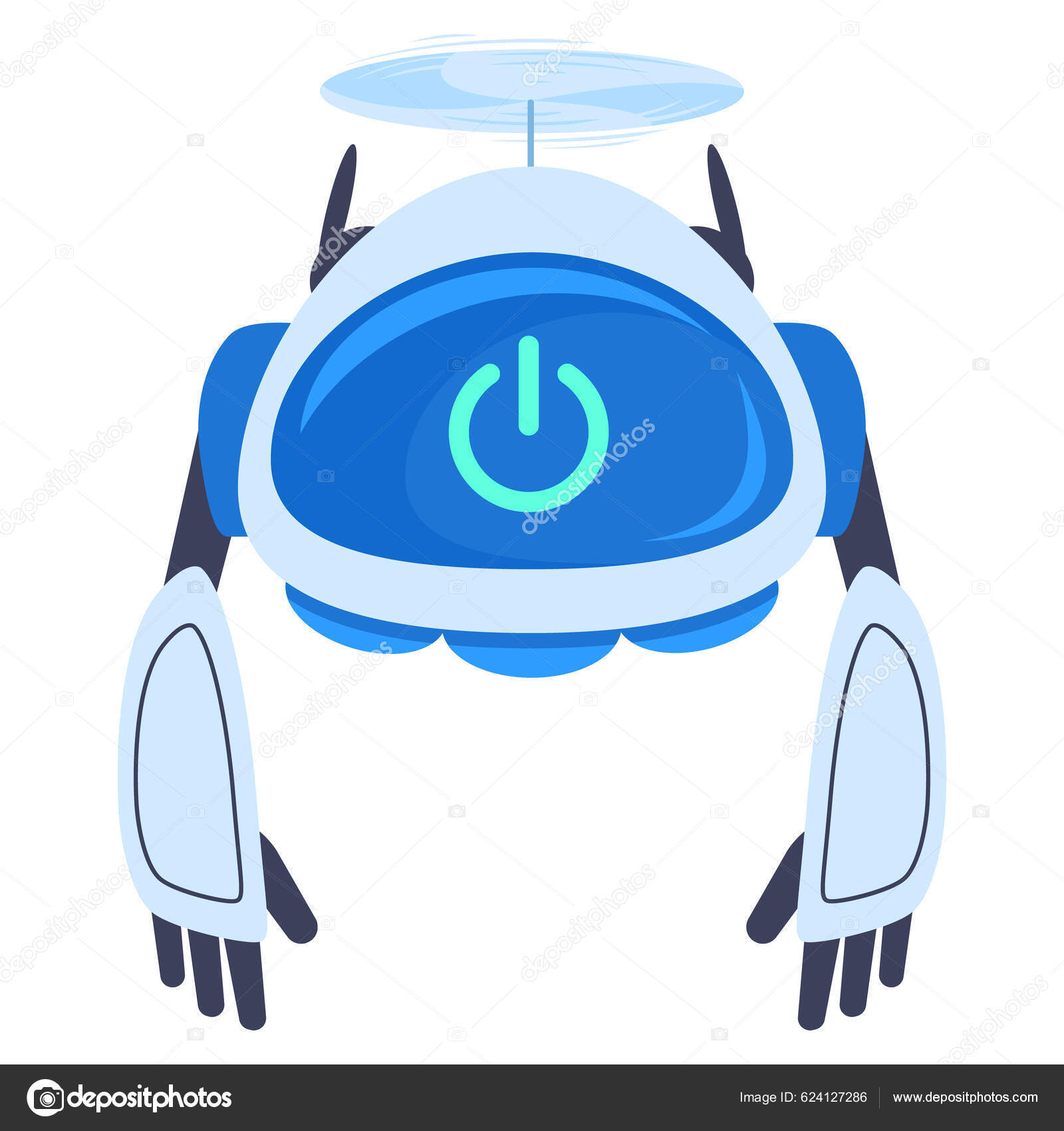 Cartoon Aerial Drone Cute Robot Quadcopter Mascot Modern Flying Drone ...