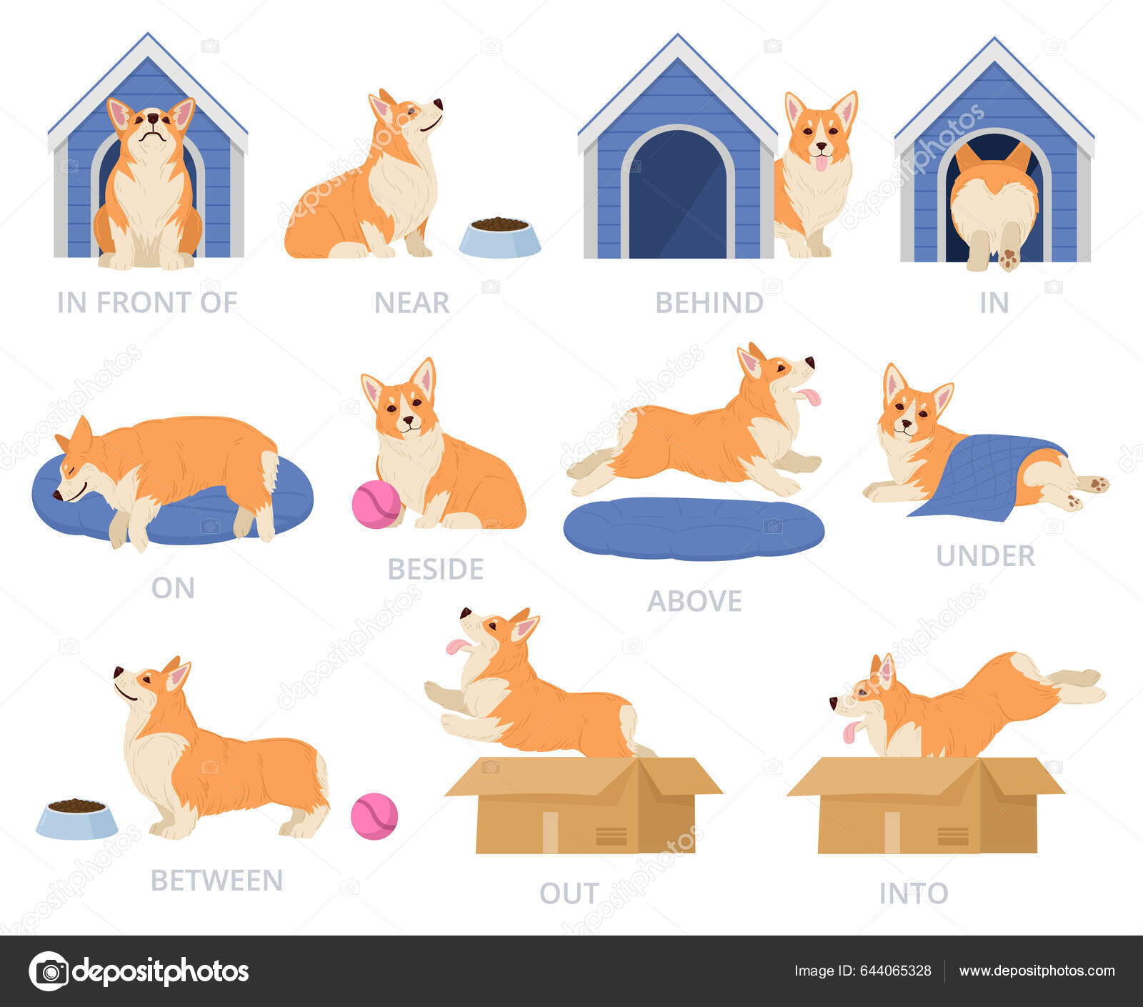 Prepositions Dog Cartoon