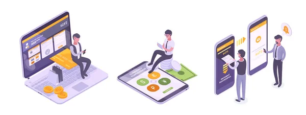 Isometric Payment Online Shopping App Mobile Banking Transaction Payment Terminal Stock Vector ...