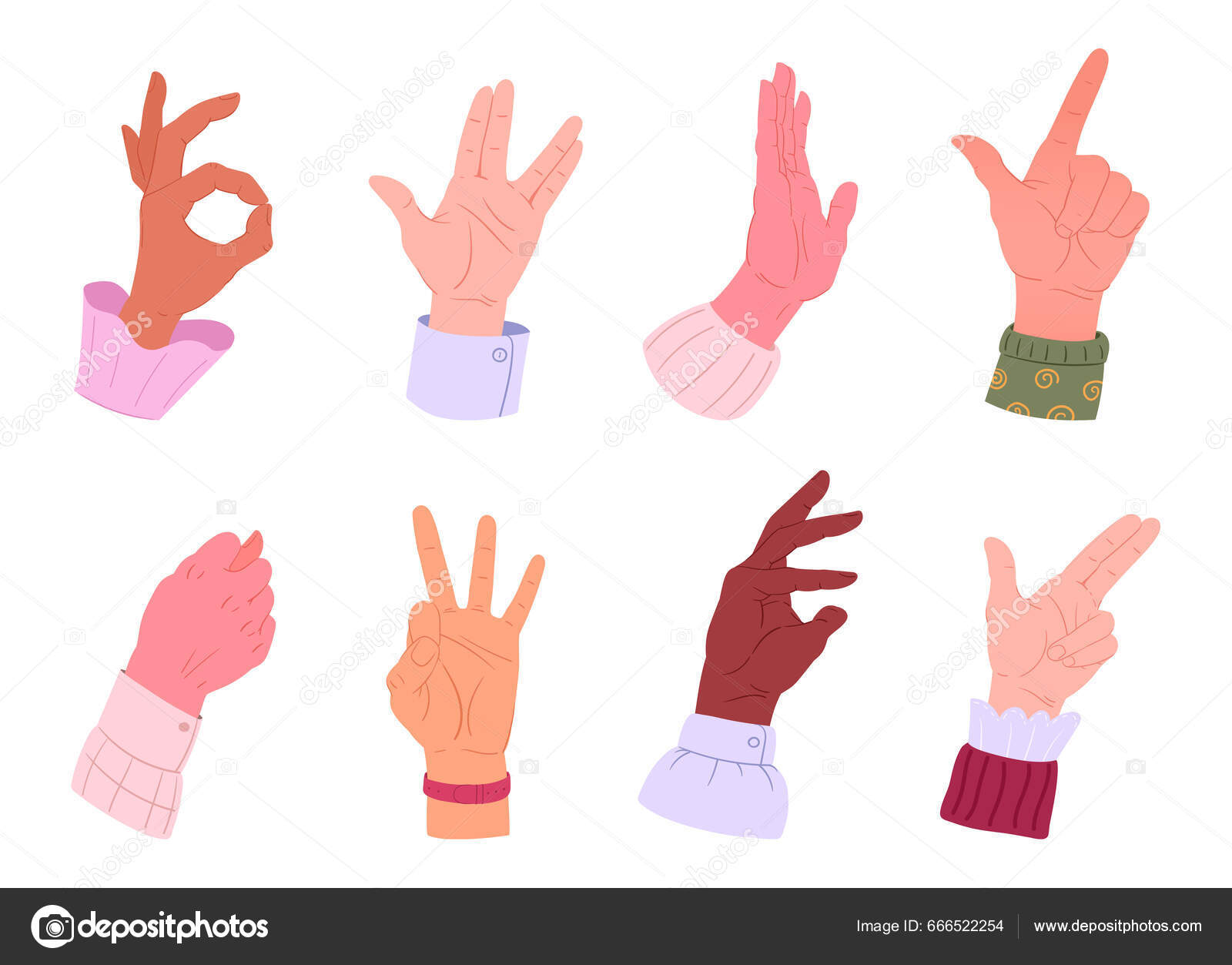 Zeichentrick Handbewegungen Gesetzt Menschenhandflächen Mit ...