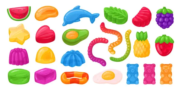 Gummy Bears Cartoon Jelly Candy Fruity Chewy Multi Colored Sweets Stock ...