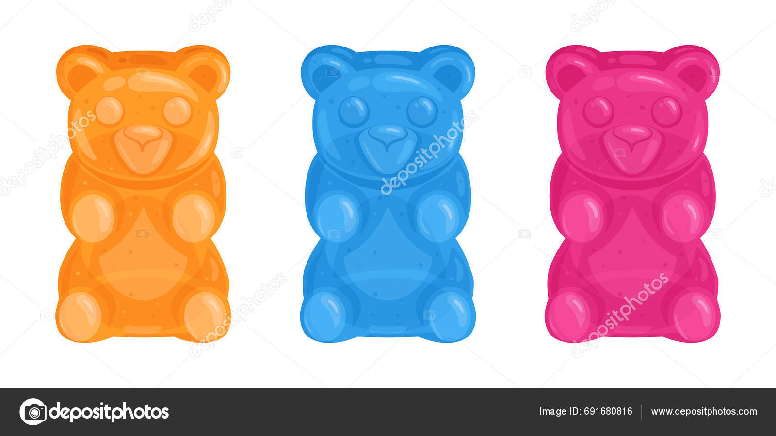 Gummy Bears Cartoon Jelly Candy Fruity Chewy Multi Colored Sweets Stock ...