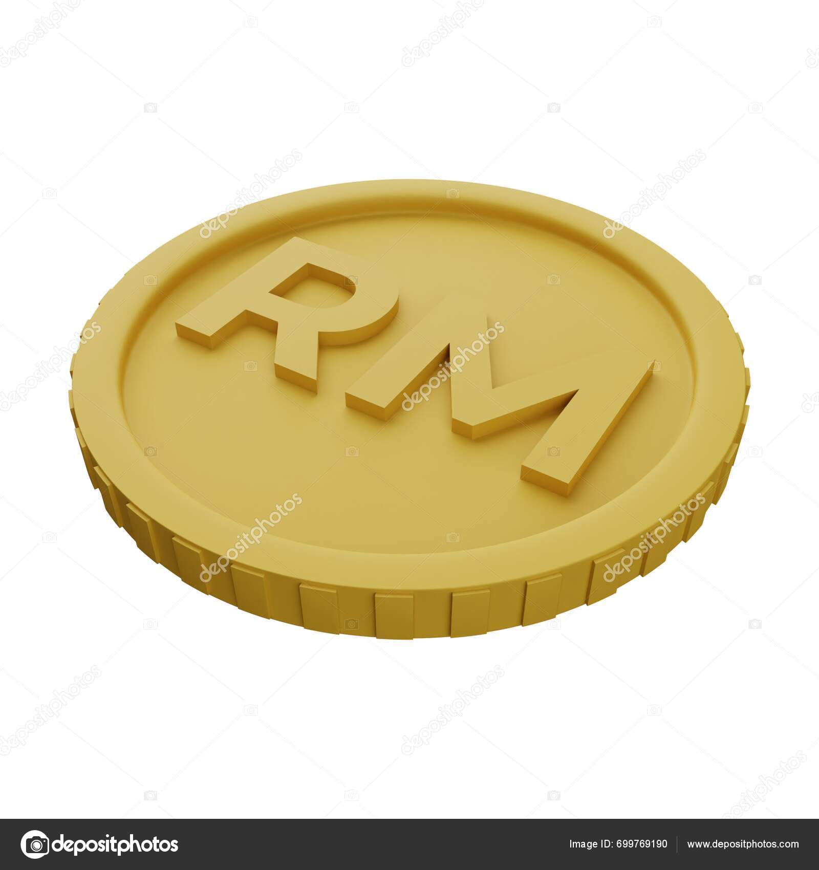 Gold Coin Ringgit Illustration Isolated White Background — Stock Photo ...