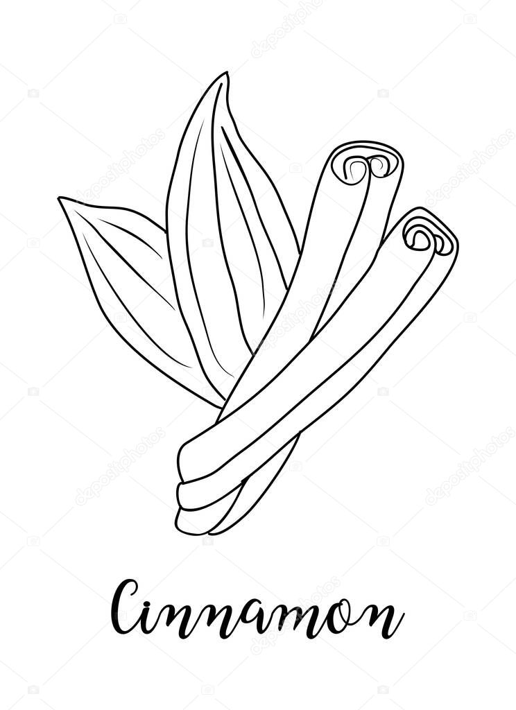 Ilustración vectorial en blanco y negro de varillas de canela aisladas ...