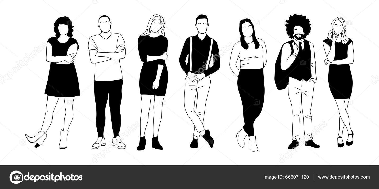 Multinational Business Team Members Standing Set Different Men Women ...