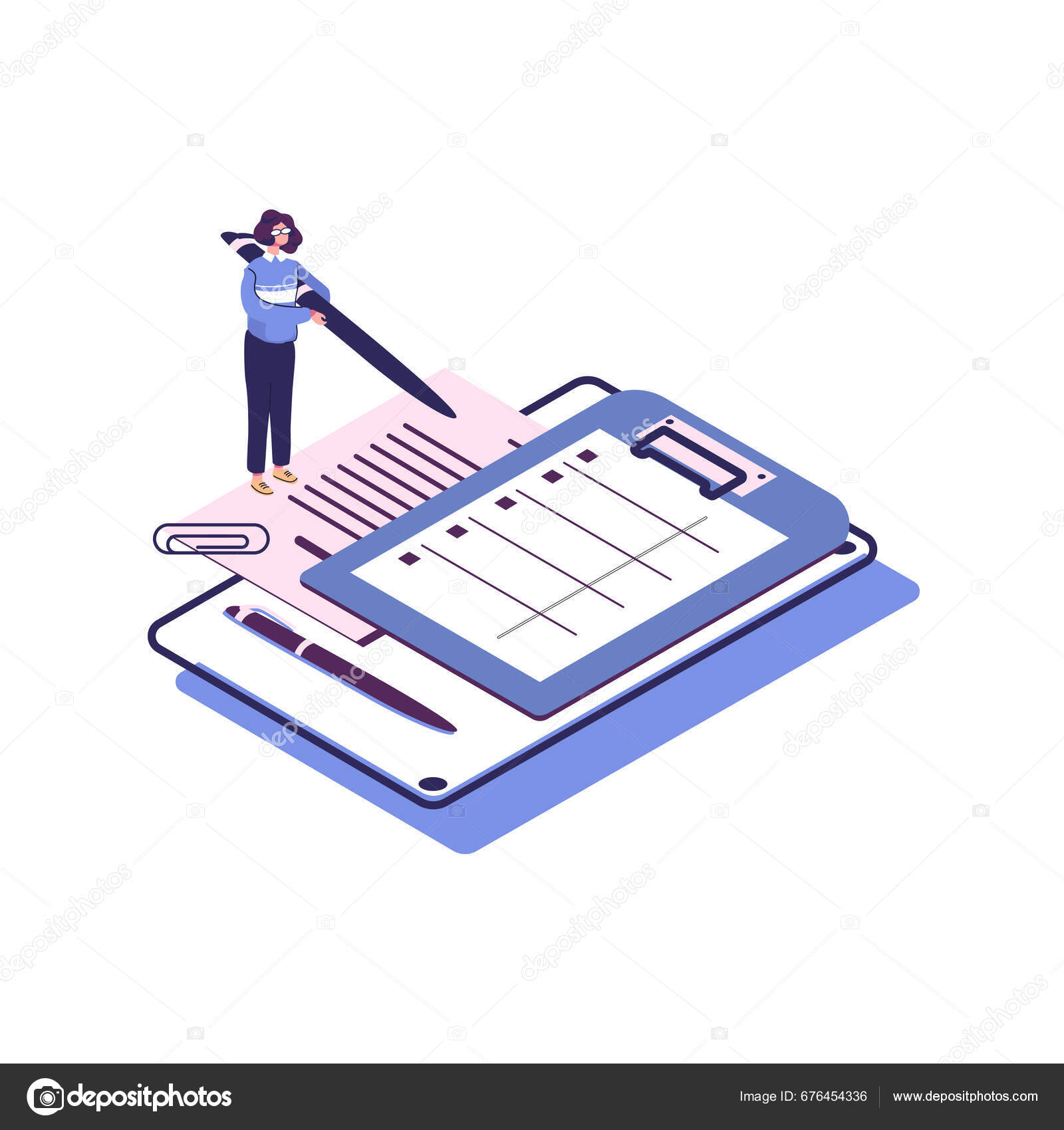 Vector Illustration Little People Fill Out Form Modern Concept Web ...