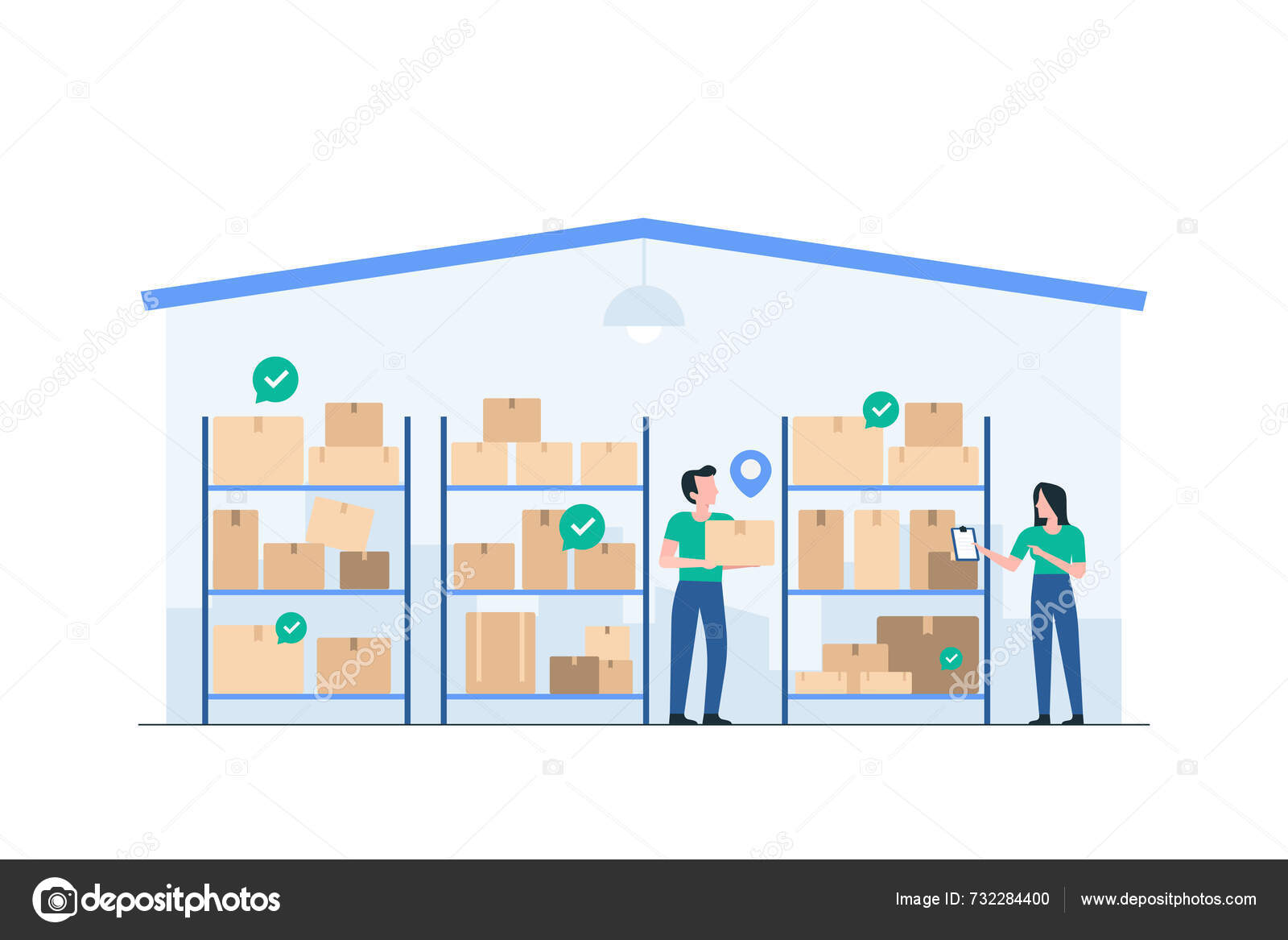 Effizienter Lagerbetrieb Und Bestandsmanagement Stock-Vektorbild von ...