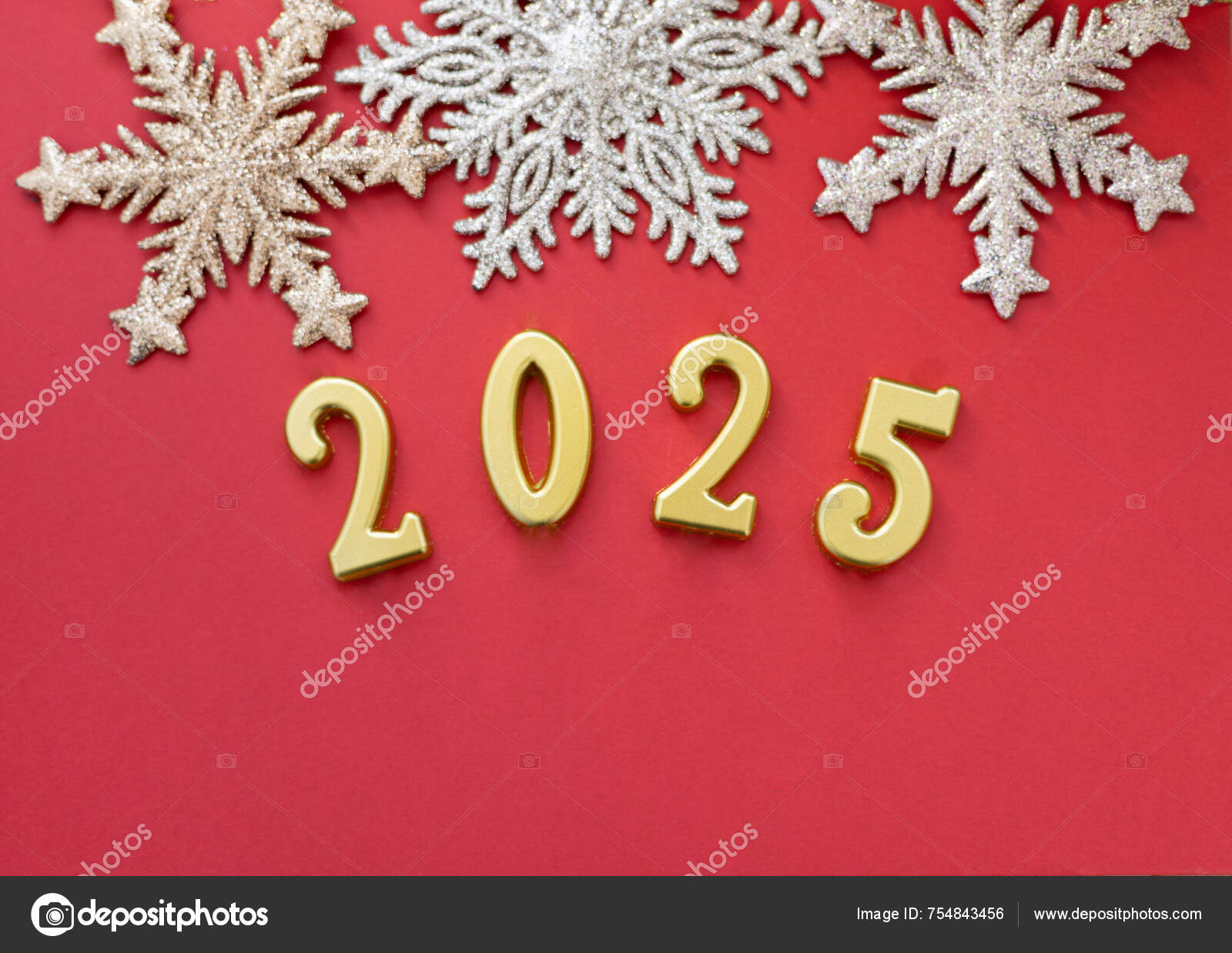 New Year 2025 Red Background — Stock Photo © Sabineyro #754843456