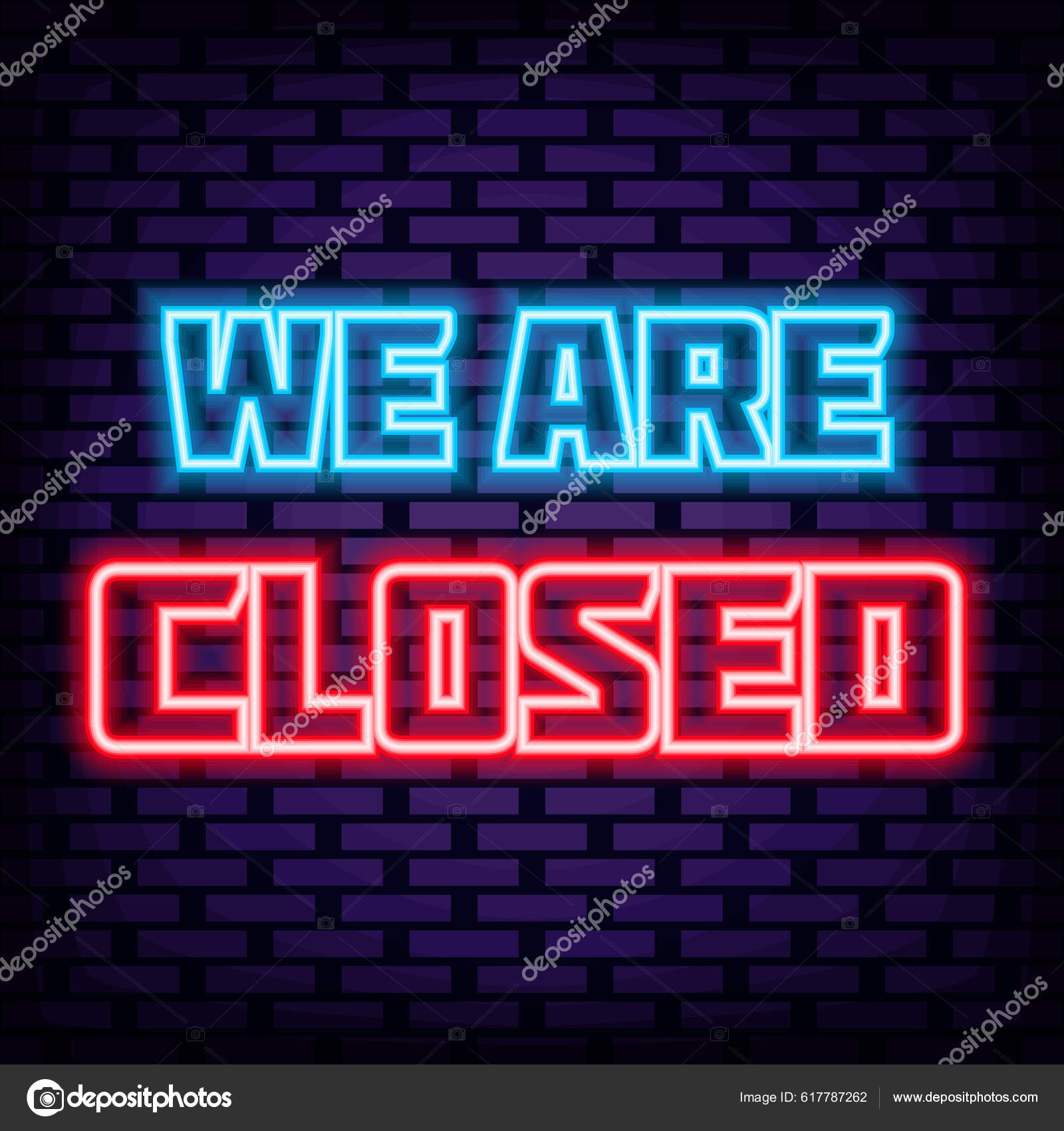 Closed Neon Sign Neon Script Night Advensing Trendy Design Elements ...