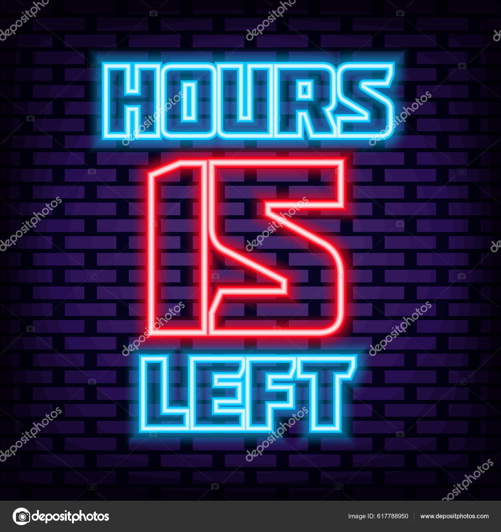 Hours Left Neon Sign Brick Wall Background Light Art Design Stock ...