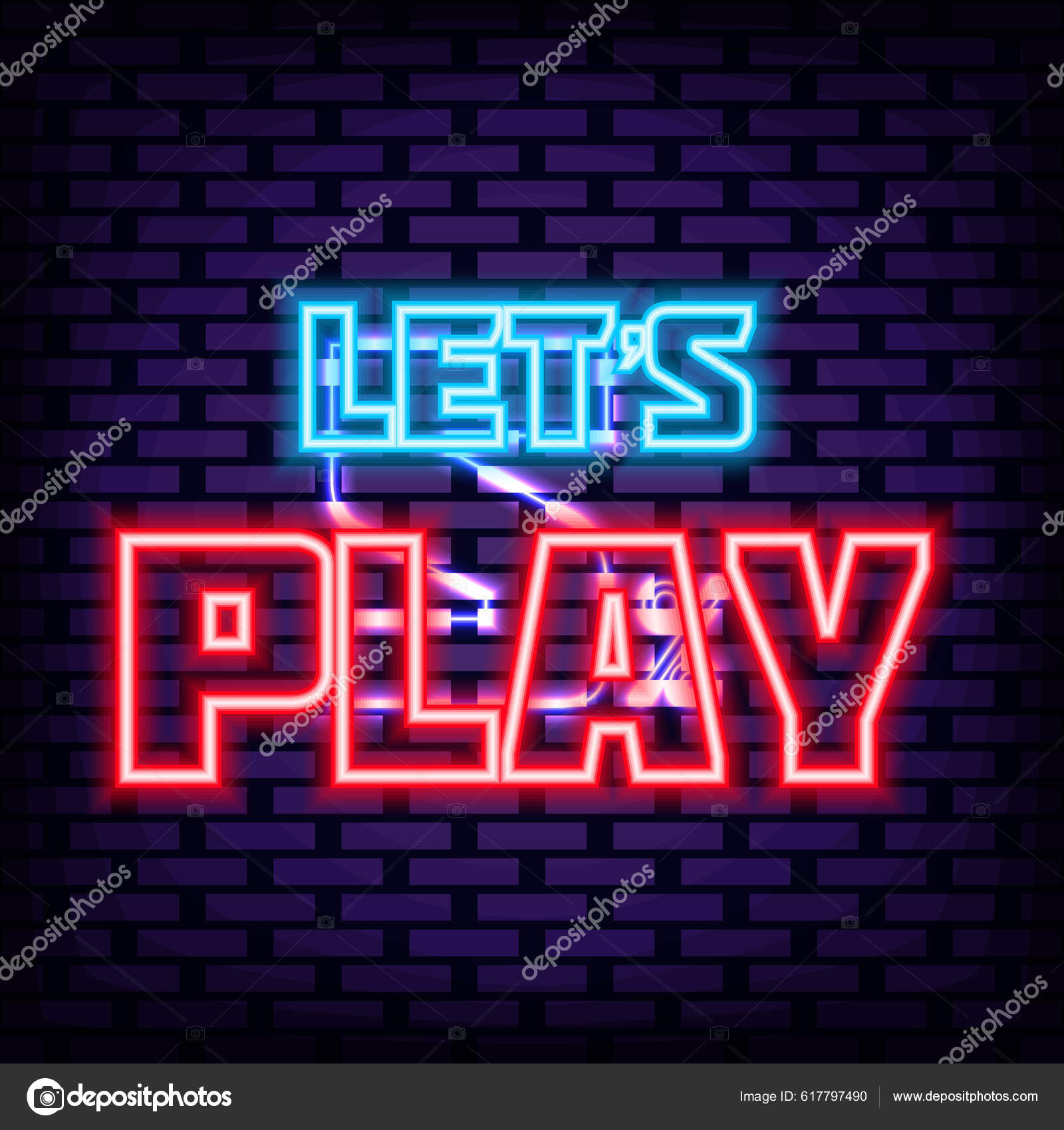 Lets Play Neon Sign Neon Script Light Banner Modern Trend Stock Vector ...
