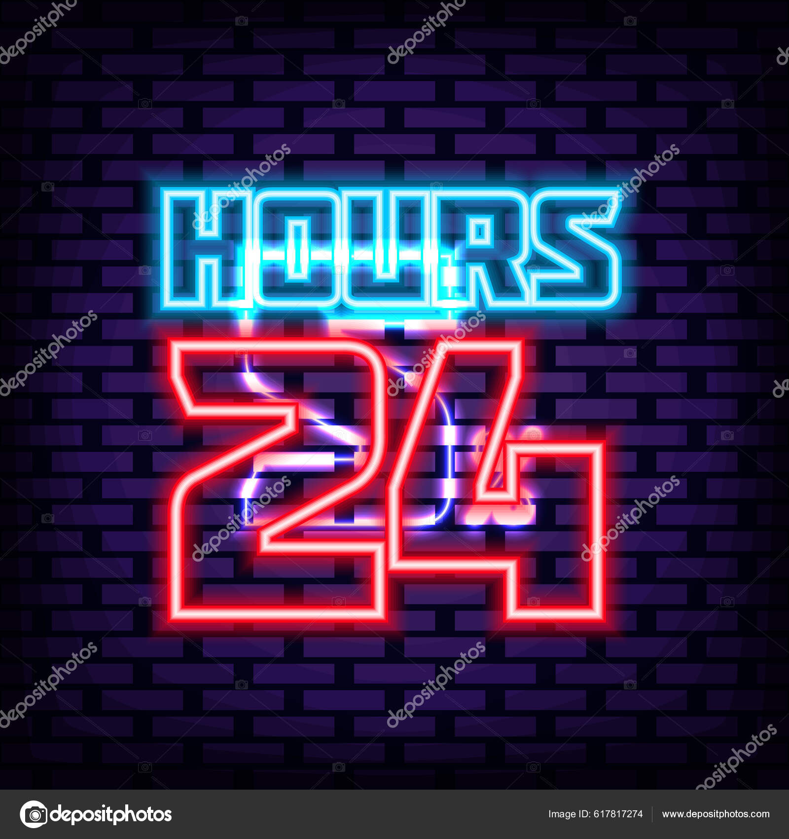 Hours Neon Quote Bright Signboard Night Bright Advertising Modern Trend ...