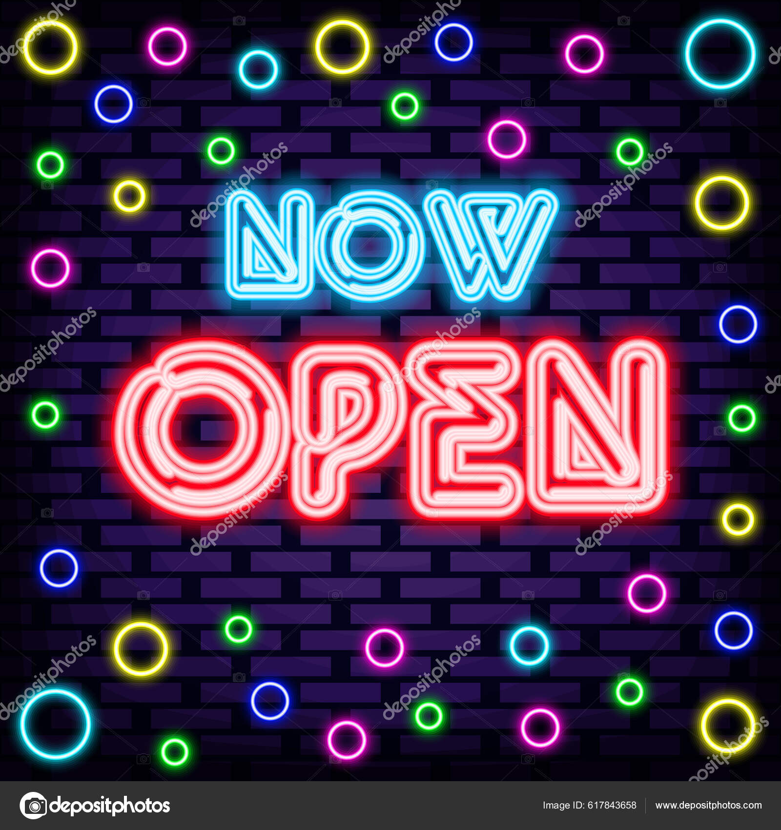 Now Open Neon Sign Vector Bright Signboard Light Art Bright Stock ...