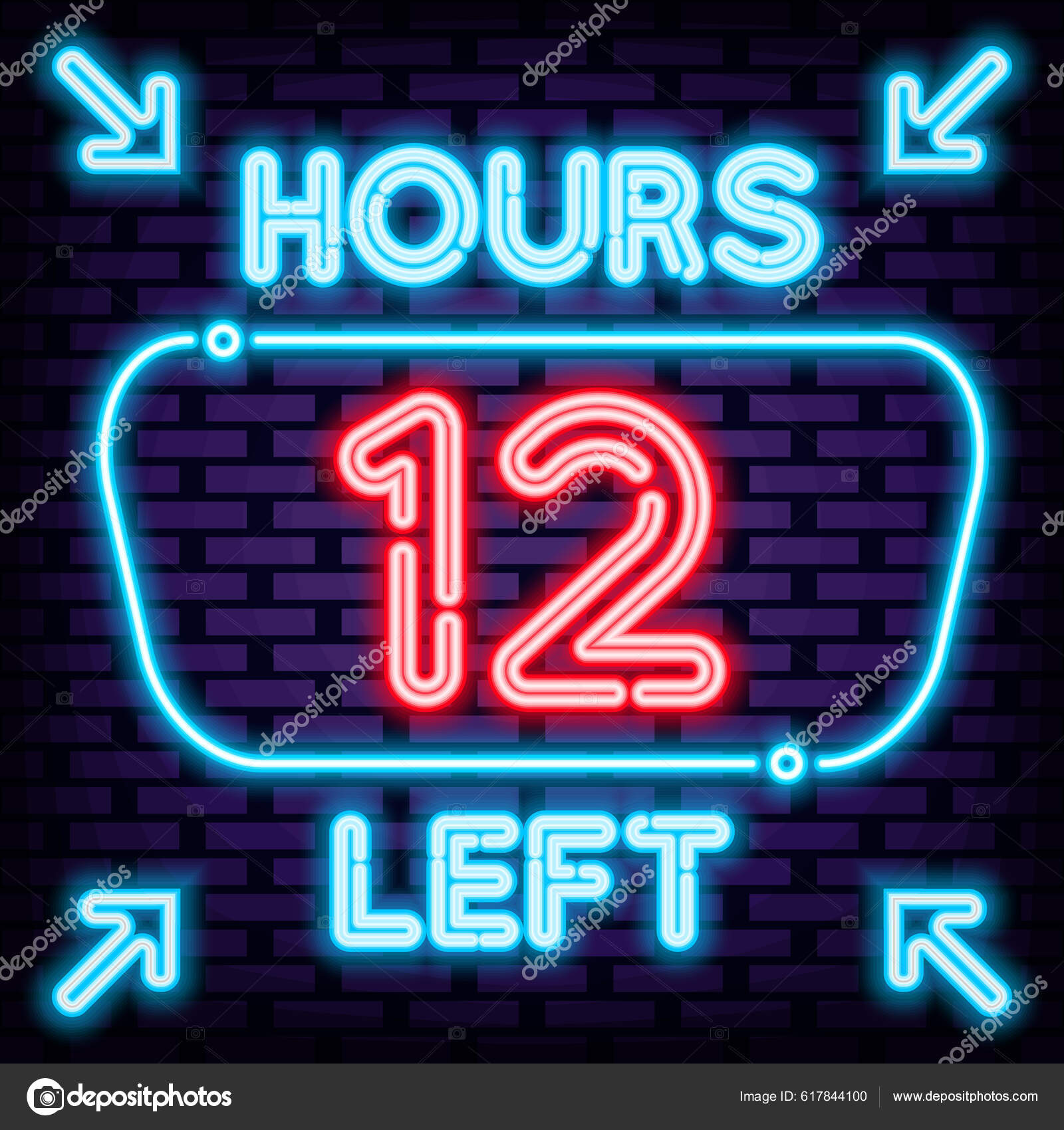 Hours Left Neon Sign Glowing Colorful Neon Light Announcement Neon ...