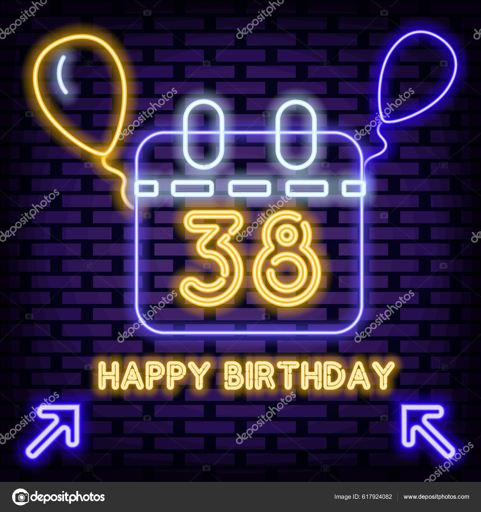 38Th Happy Birthday Year Old Neon Signboards Bright Signboard Light ...