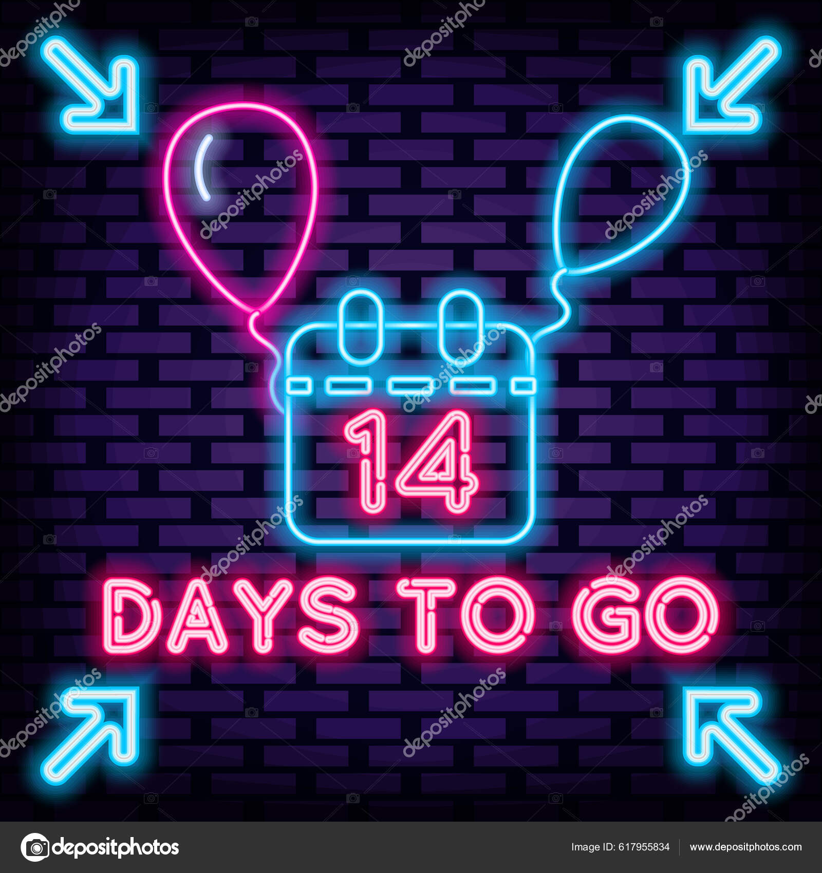 Days Neon Quote Bright Signboard Night Advensing Isolated Black ...