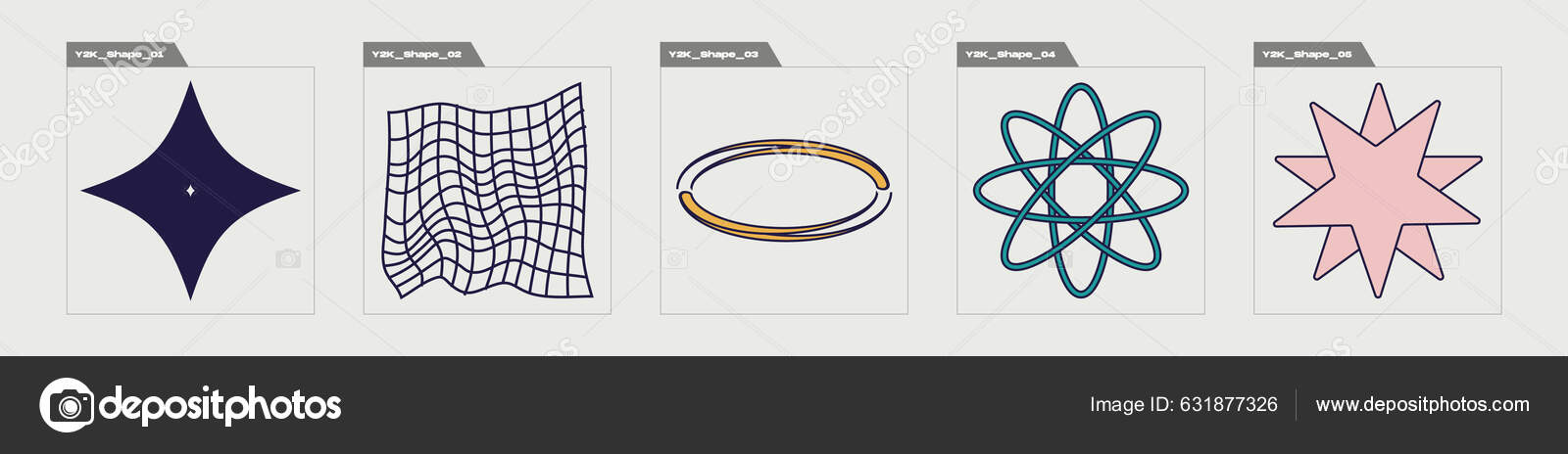 Vector Graphic Assets Set Retro Futuristic Graphic Ornaments Elements ...