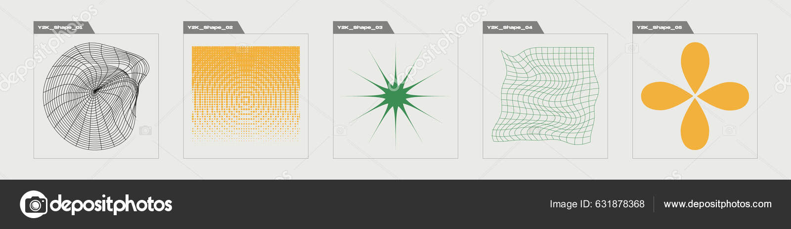 Collection Y2K Elements Large Set Retro Objects Design Flat Minimalist ...