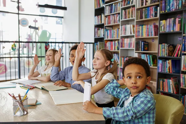 Classmates Study Classroom Back School Multi Ethnic Pupils Study Write ...