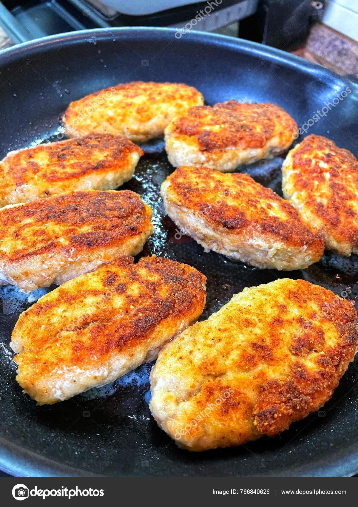 Cutlet Cutlets Frying Pan Oil Fry Meat Meat Salt Stove — Stock Photo ...