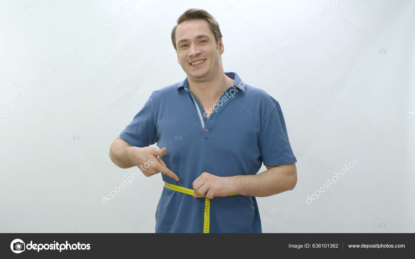 Man Measuring Hips Belly Tape Measure Young Man Measuring Waist Stock ...