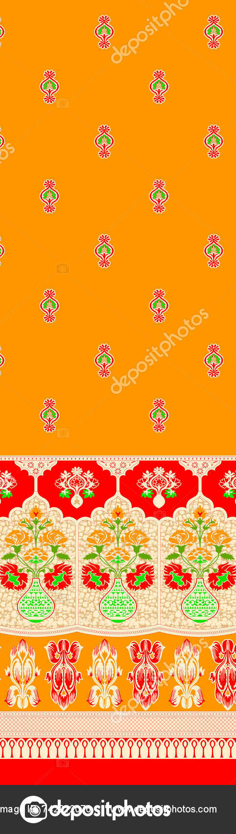 Seamless Pattern Indian Textile Design Vector — Stock Photo ...