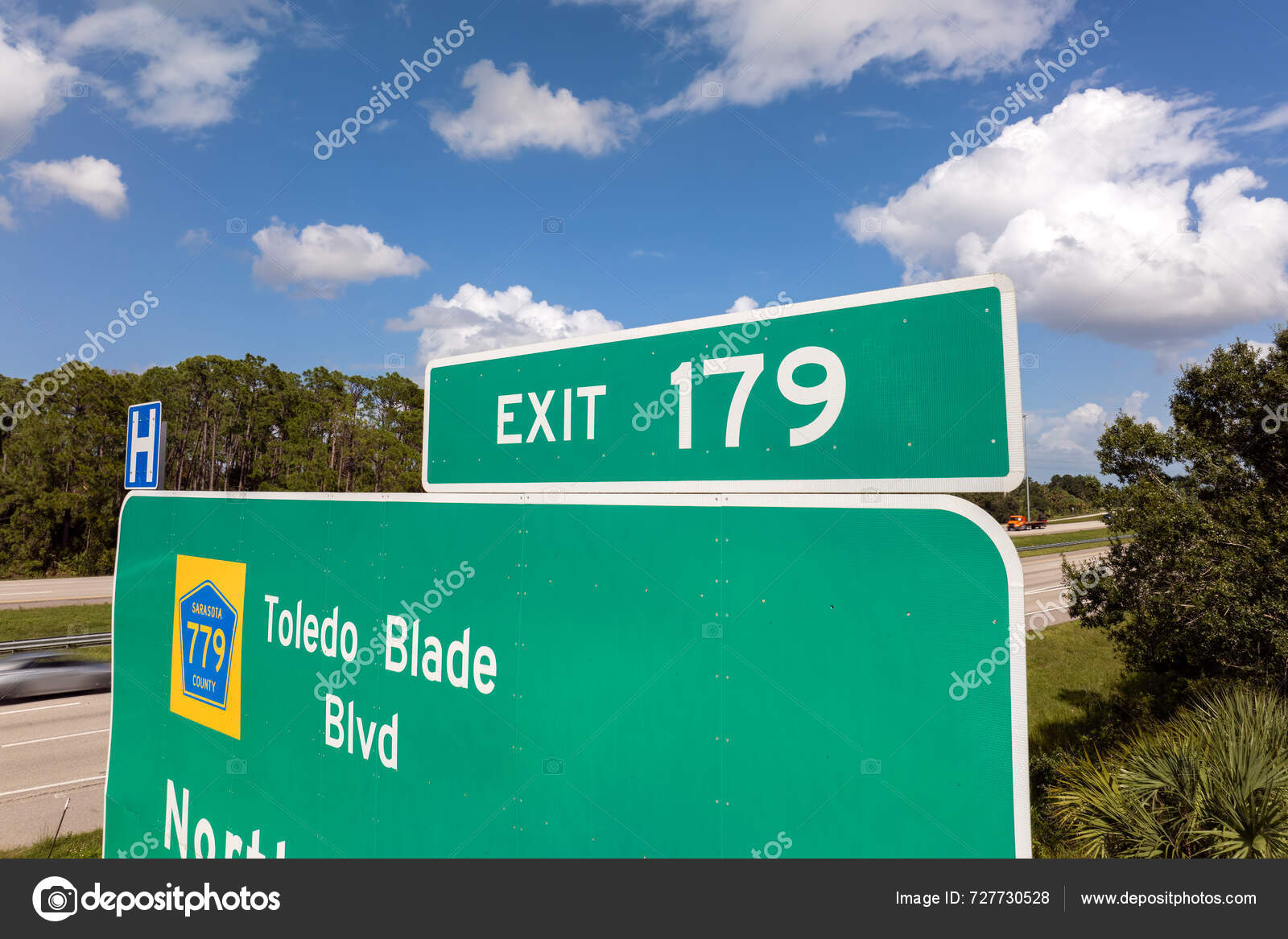 American Interstate Highway Directional Exit Sign Fast Motorway Florida ...