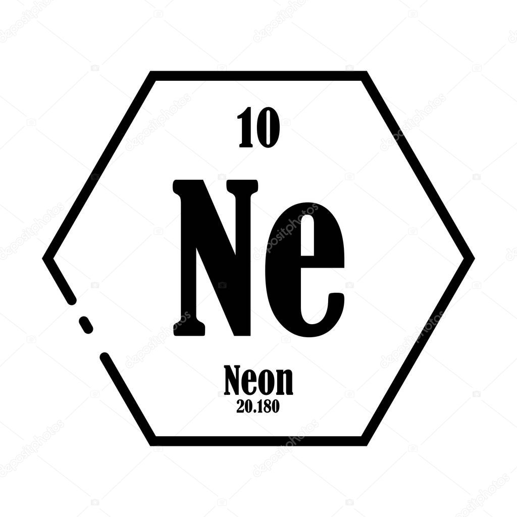 Icono de química de neón, elemento químico en la tabla periódica 2024