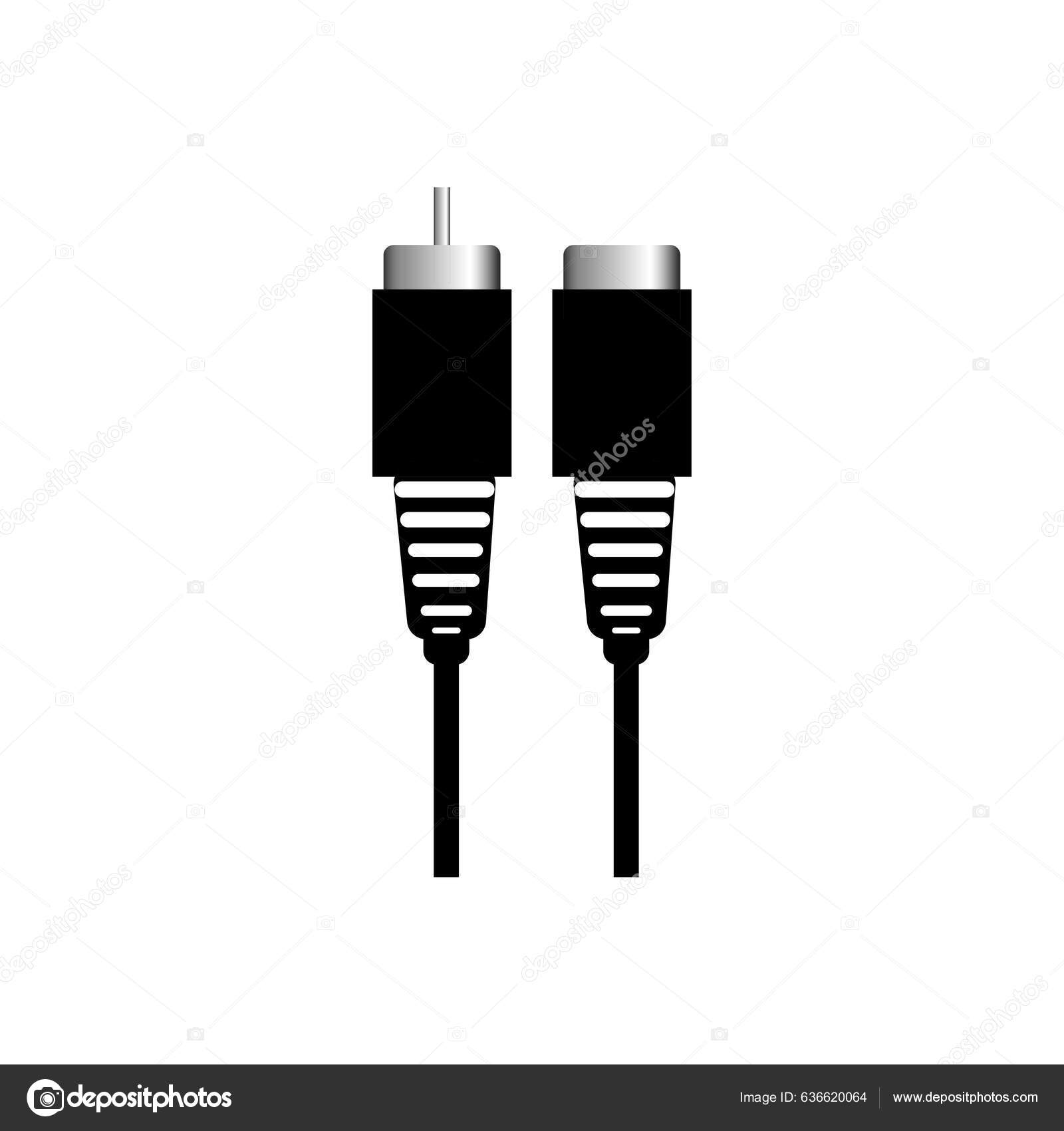 Image vectorielle Rca Cable Outline Connectors Icon Minimalist Thin ...