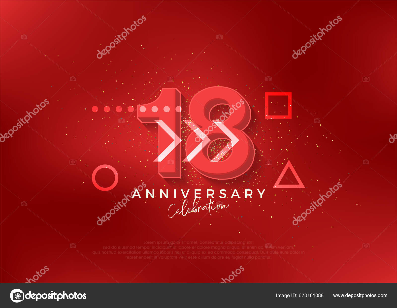 Strong Design 18Th Anniversary Celebration Bold Red Color Premium ...