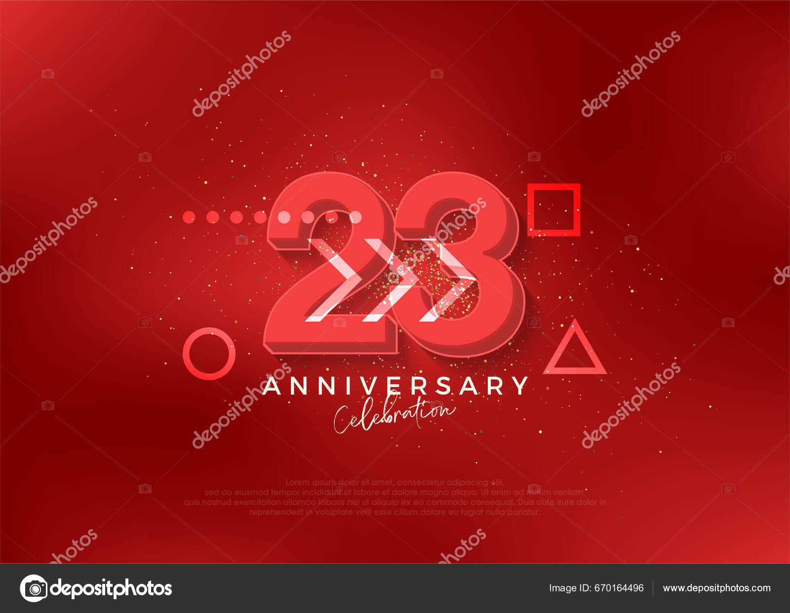Strong Design 23Rd Anniversary Celebration Bold Red Color Premium ...