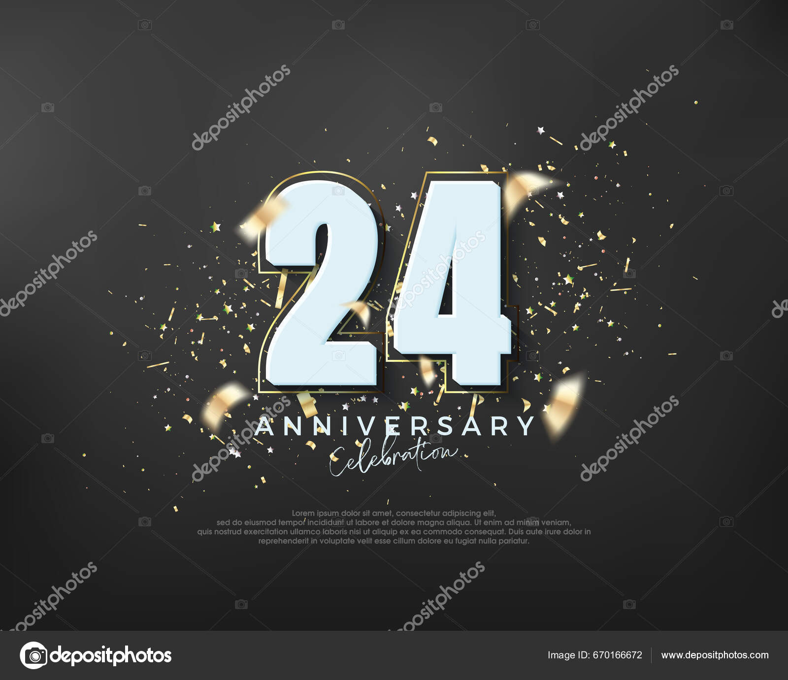 Bold Number 24Th Premium Design 24Th Anniversary Celebration Premium ...